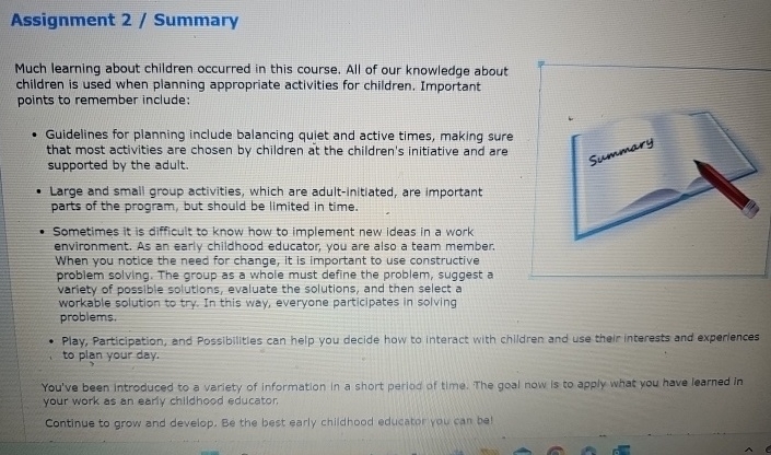 Solved Assignment 2 / ﻿SummaryMuch learning about children | Chegg.com