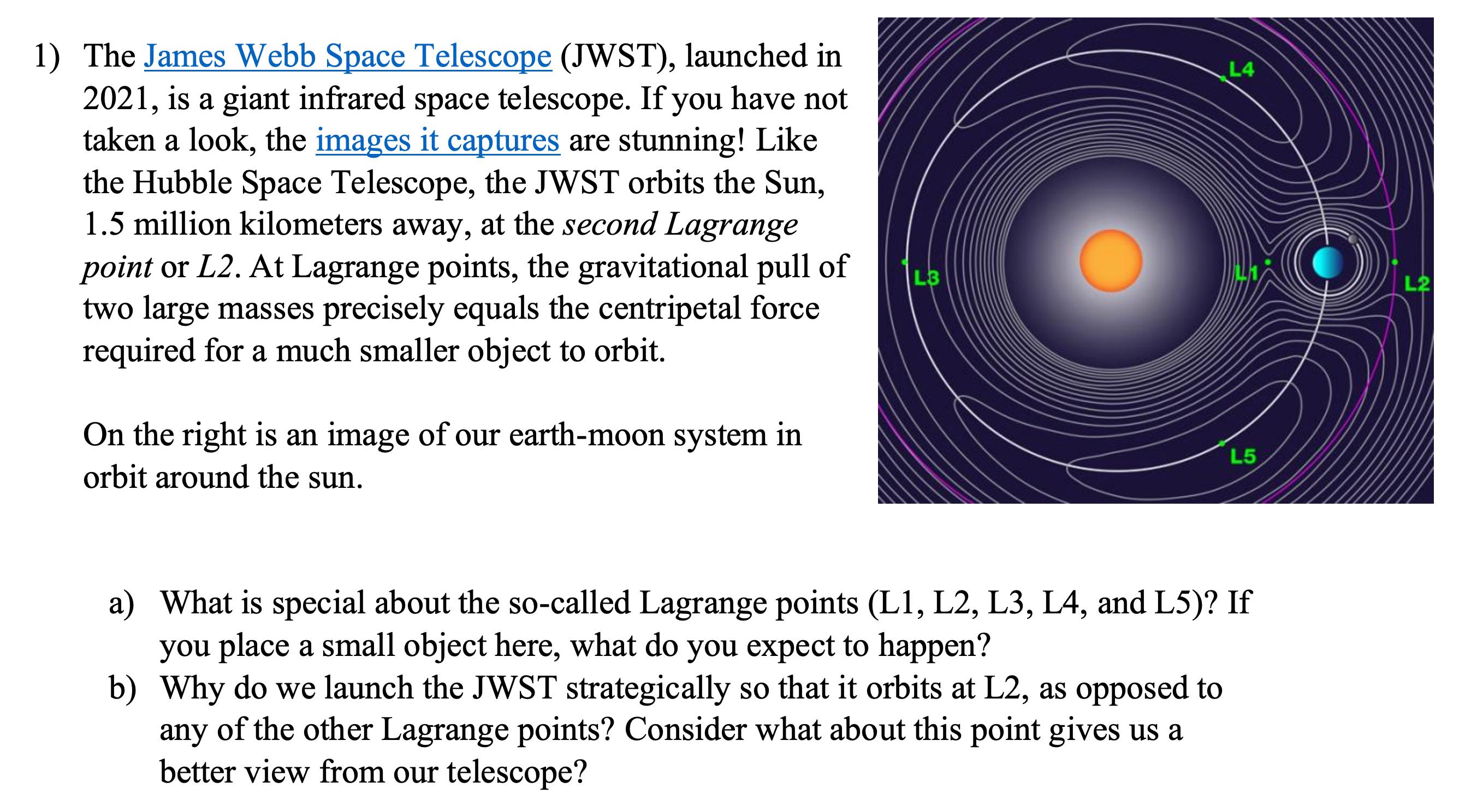 Solved The James Webb Space Telescope (JWST), ﻿launched in | Chegg.com