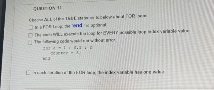 Solved Choose ALL of the TRUE statements below about FOR | Chegg.com