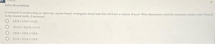 Solved Solve the problem A company is constructing an | Chegg.com