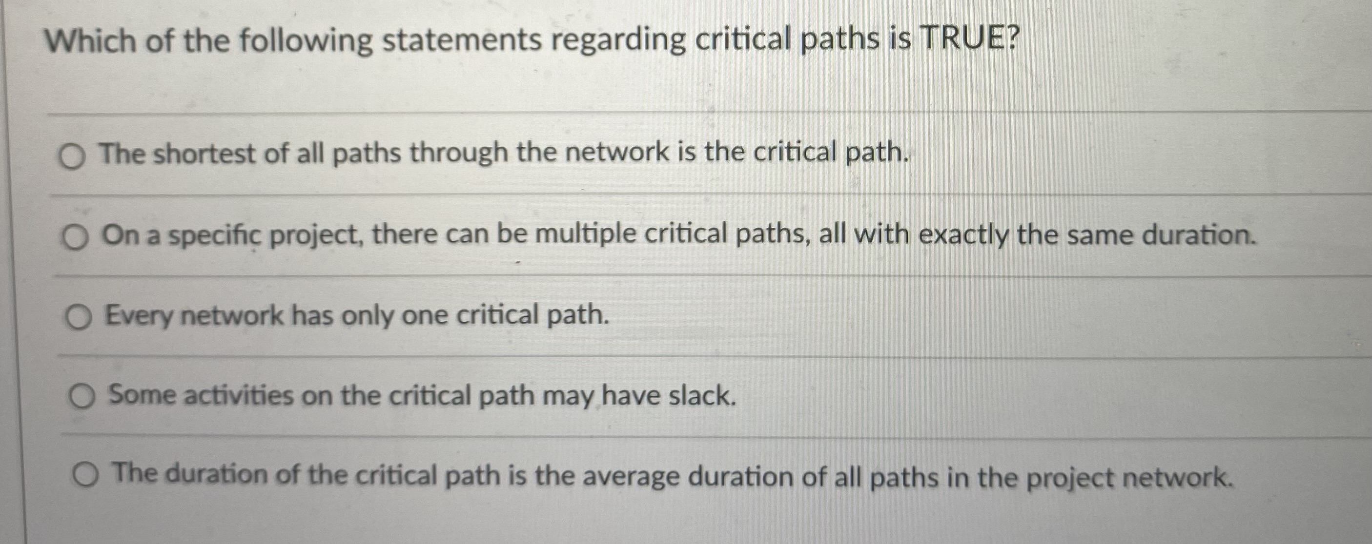 Solved Which of the following statements regarding critical | Chegg.com