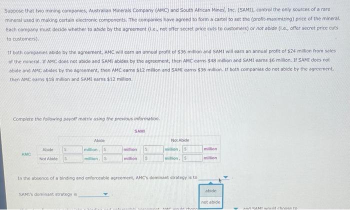 Solved Suppose that two mining companies, Australian | Chegg.com