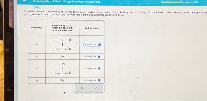 Solved Rank the elements or compounds in the table below in | Chegg.com