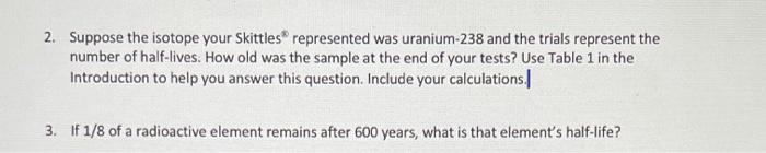 Solved EXPERIMENT 1: ESTIMATING HALF-LIFE Data Sheet Table | Chegg.com