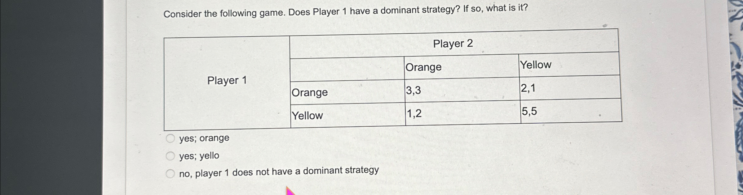 Solved Consider the following game. Does Player 1 have a | Chegg.com Solved Consider the following game. Does Player 1 have a | Chegg.com