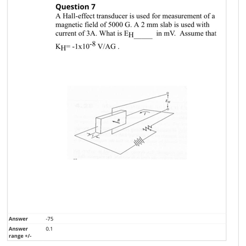 Solved Question 7 ﻿Solve by hand obky Hall-effect transducer | Chegg.com