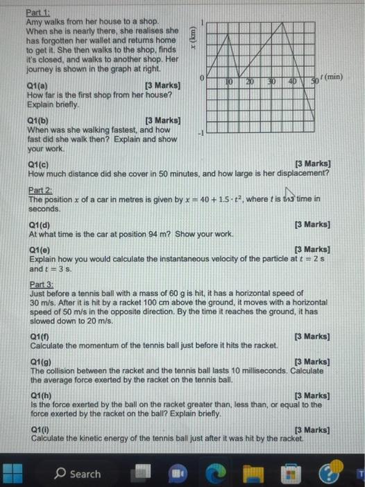 Solved Part 1: Amy walks from her house to a shop. When she | Chegg.com