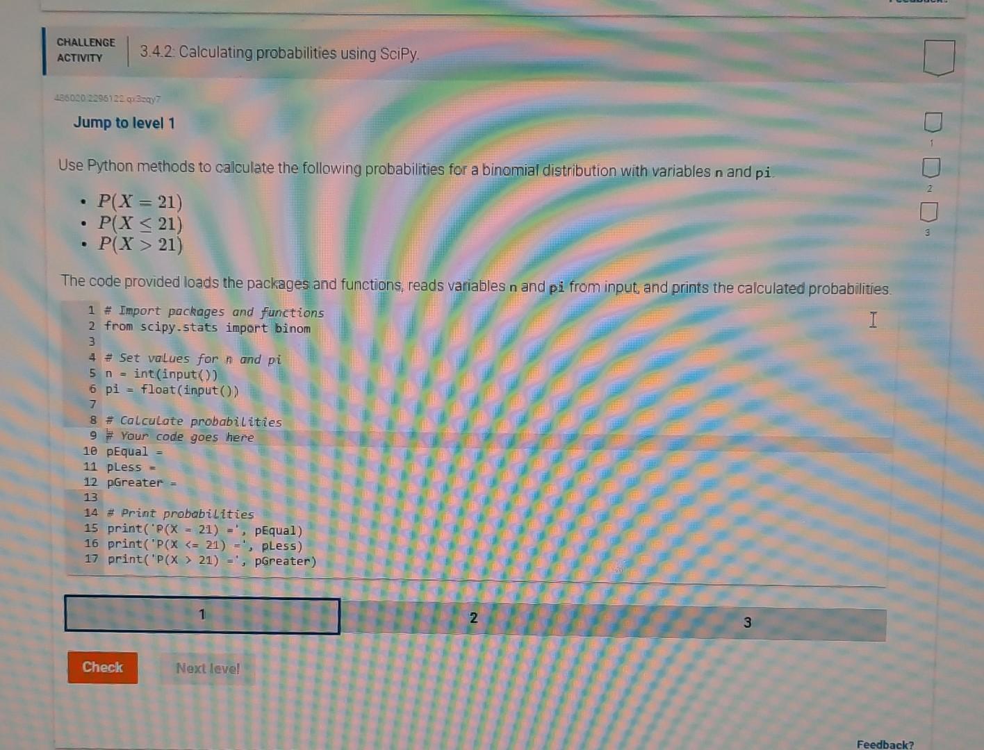 Solved CHALLENGE 3.4.2: Calculating probabilities using | Chegg.com