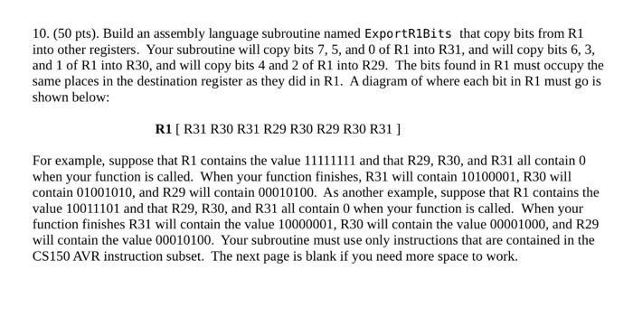 Solved 10. (50 pts). Build an assembly language subroutine | Chegg.com