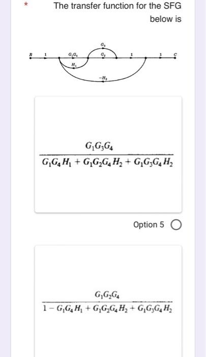 Solved The transfer function for the SFG below is | Chegg.com