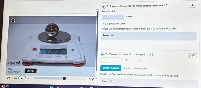 (4) 3. Calculate the number of moles on the scale in | Chegg.com
