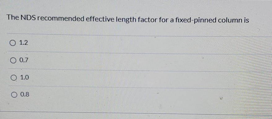 Solved The NDS recommended effective length factor for a | Chegg.com
