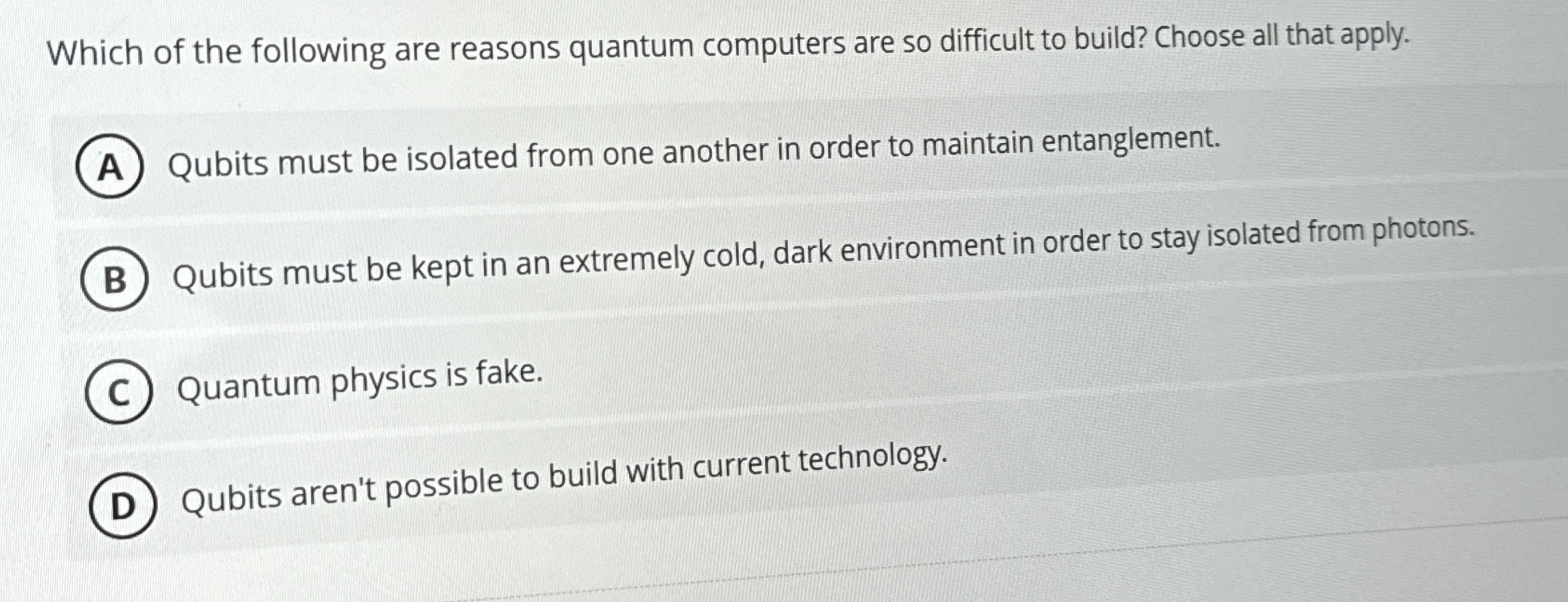 Solved Which of the following are reasons quantum computers | Chegg.com