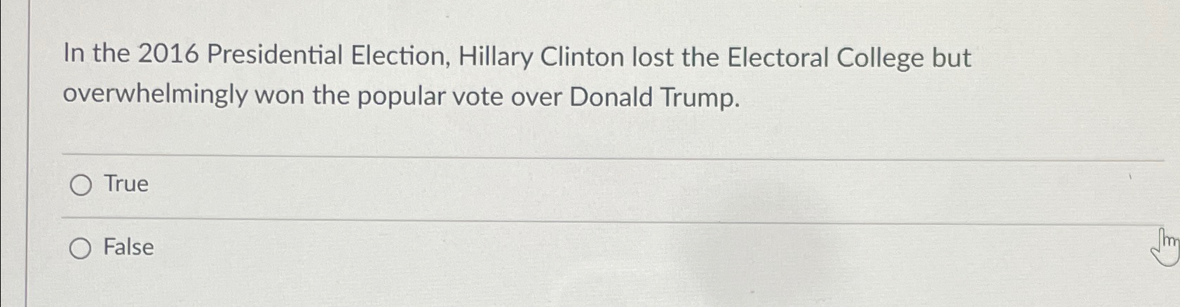 Solved In the 2016 ﻿Presidential Election, Hillary Clinton | Chegg.com