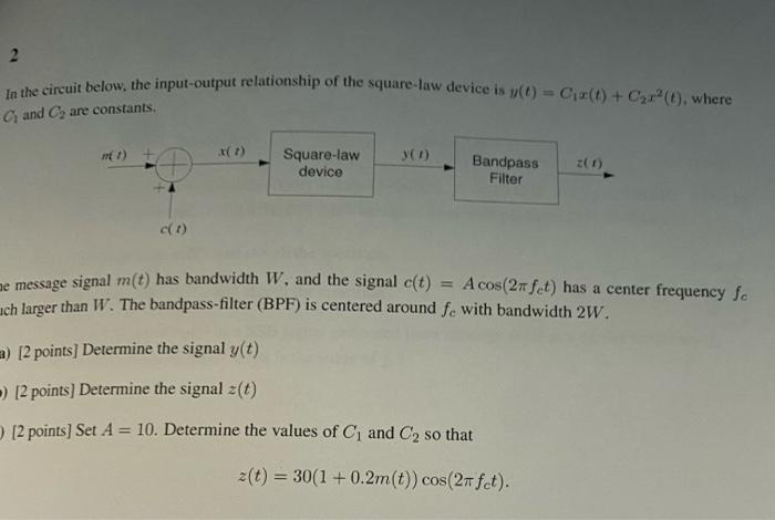 Solved 2 In the circuit below, the input-output relationship | Chegg.com