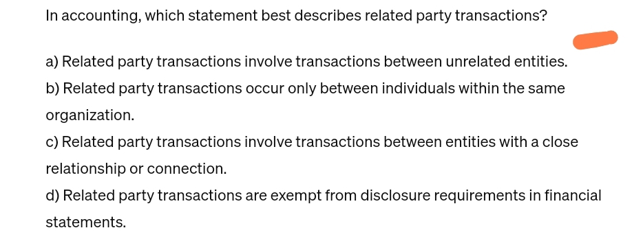 Solved In accounting, which statement best describes related | Chegg.com