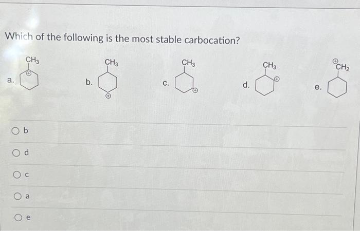 Solved Which of the following is the most stable | Chegg.com