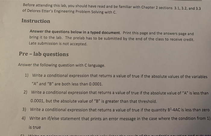ENGR 1213 Engineering Computing Lab Lab 5 Prelab | Chegg.com
