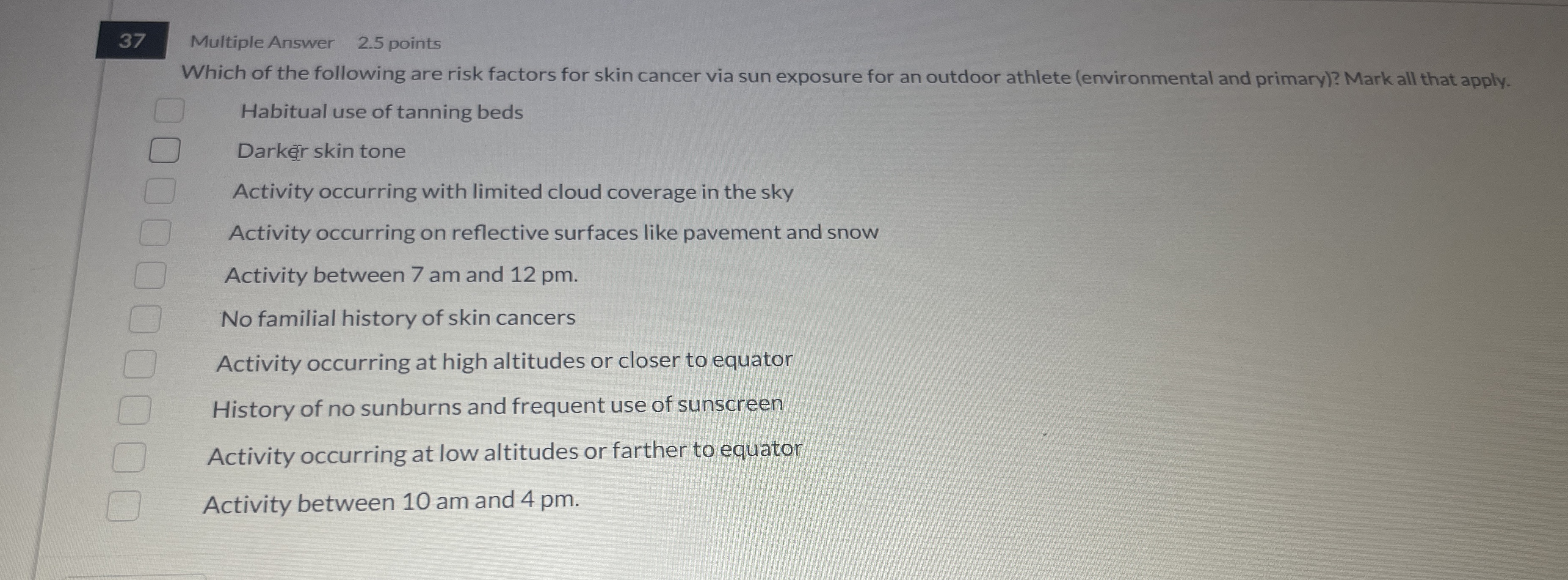 Solved 37Multiple Answer 2.5 ﻿pointsWhich of the following | Chegg.com