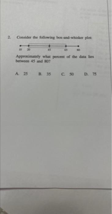 Solved 2. Consider the following box-and-whisker plot: | Chegg.com