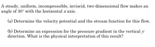 Solved A steady, uniform, incompressible, inviscid, | Chegg.com