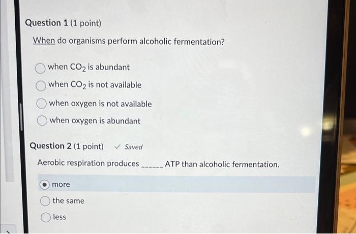 Solved The overall inputs for alcoholic fermentation are: | Chegg.com