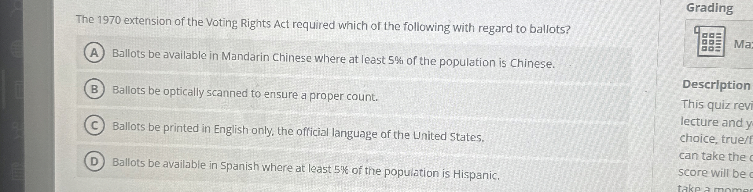Solved The 1970 ﻿extension of the Voting Rights Act required | Chegg.com