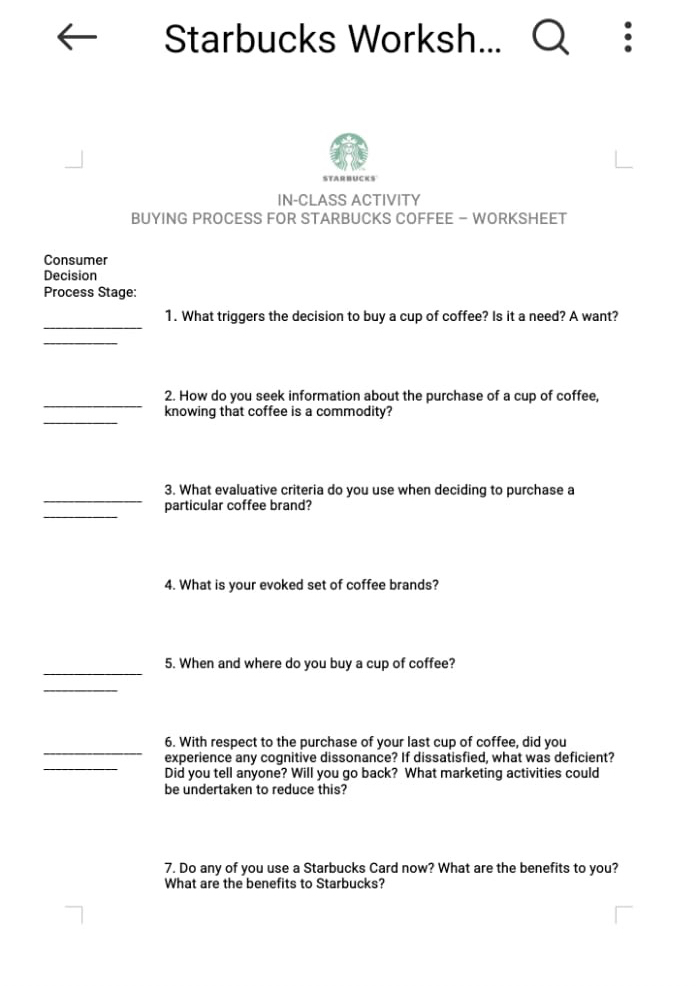 Solved Starbucks Worksh...srangucasIN-CLASS ACTIVITYBUYING | Chegg.com