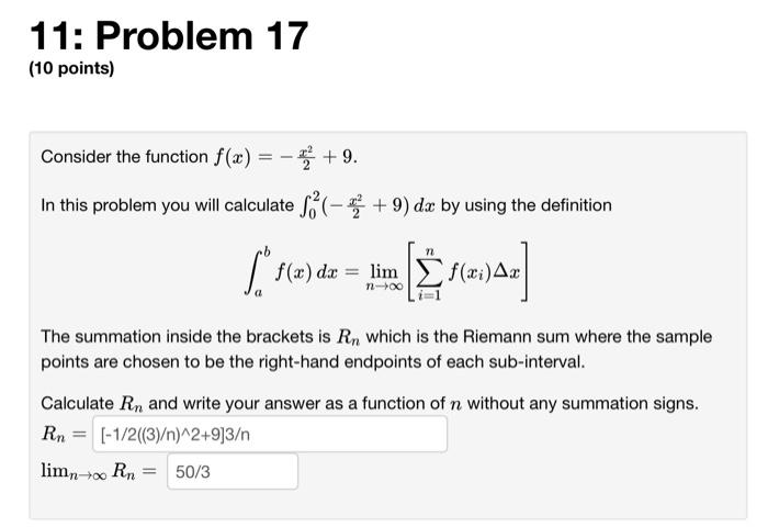 Solved 11: Problem 17 (10 points) - Consider the function | Chegg.com