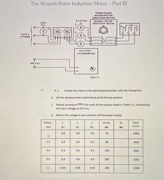 Solved Experiment 5 The Wound-Rotor Induction Motor - Part | Chegg.com