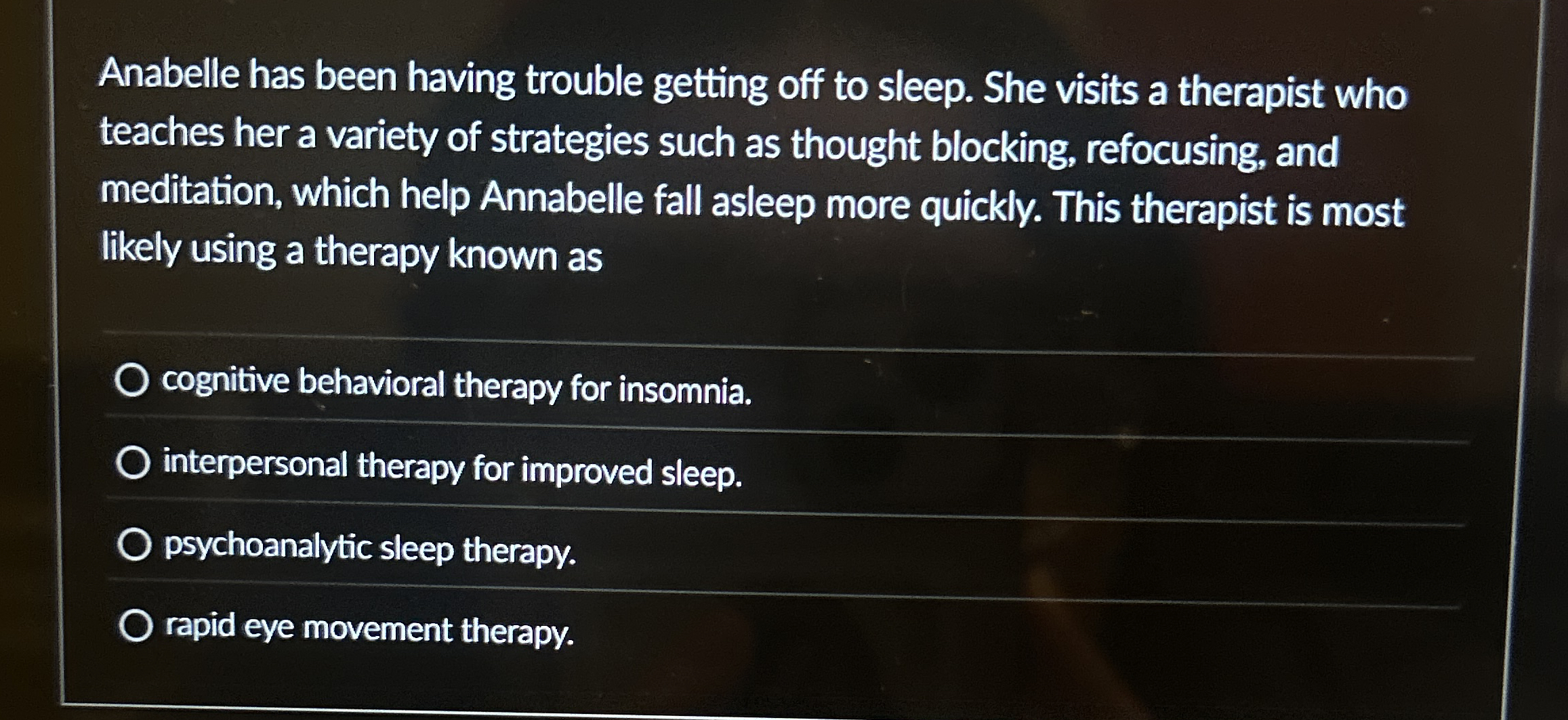 Solved Anabelle has been having trouble getting off to | Chegg.com