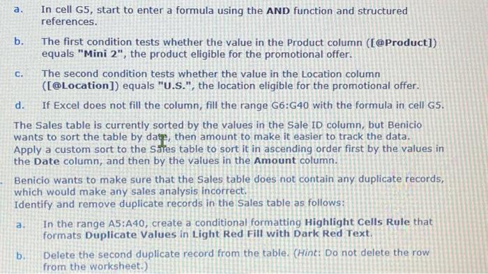 Solved a. b. C. In cell G5, start to enter a formula using | Chegg.com Solved a. b. C. In cell G5, start to enter a formula using | Chegg.com