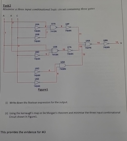 Task2Mintimise a three input combinational logic | Chegg.com
