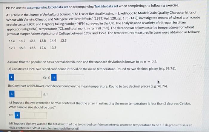 Solved Please use the accompanying Excel data set or | Chegg.com