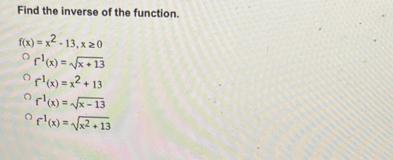 Solved Find the inverse of the | Chegg.com