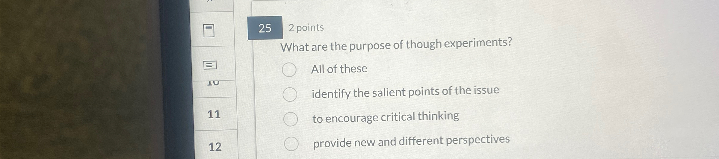 Solved 252 ﻿pointsWhat are the purpose of though | Chegg.com