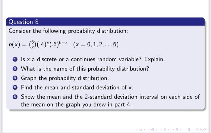 Solved Consider the following probability distribution: | Chegg.com