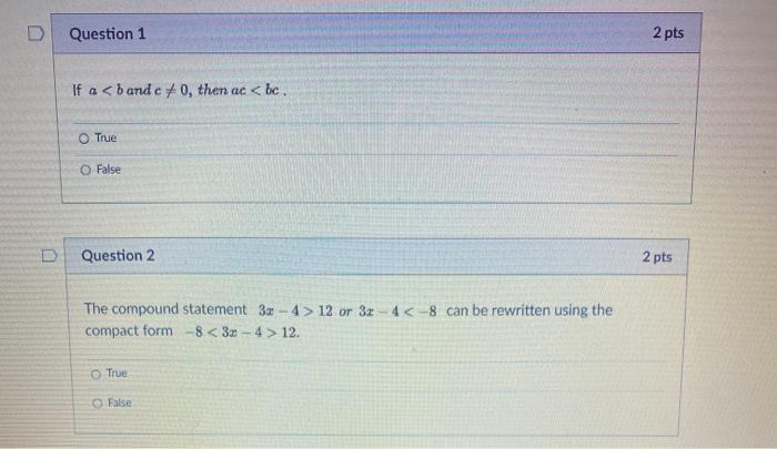 Solved Question 1 2 pts If a 12 or 3 - 4