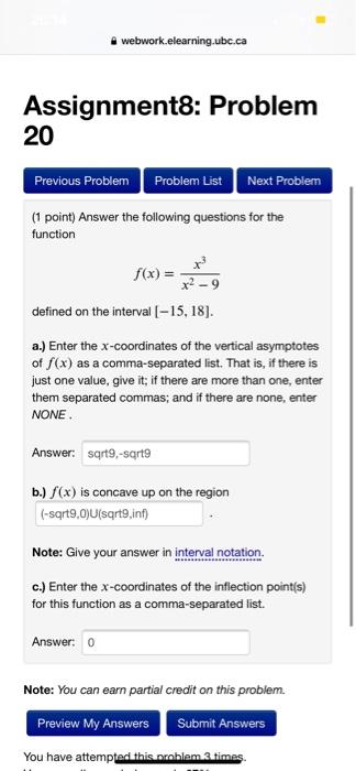 Solved webwork.elearning.ubc.ca Assignment8: Problem 20 | Chegg.com