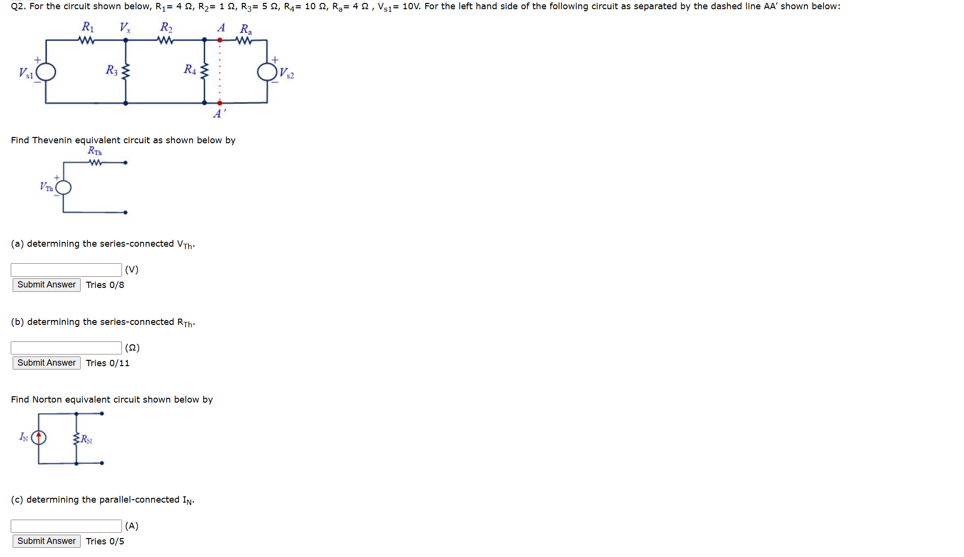 Solved Q2. ﻿For the circuit shown below, | Chegg.com