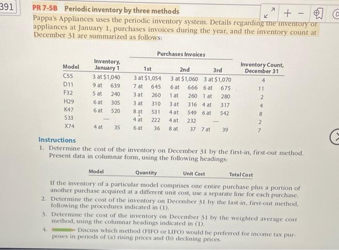 Solved PR 7-5B Periodicinventory by three methods Pappa's | Chegg.com