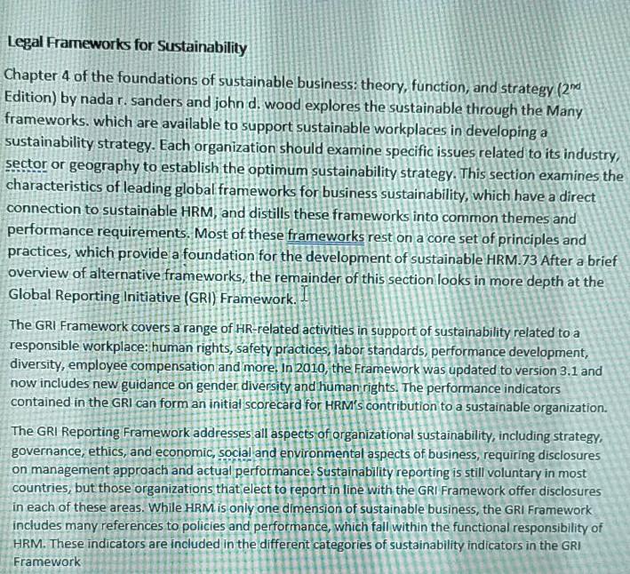 Solved Legal Frameworks for Sustainability Chapter 4 of the | Chegg.com