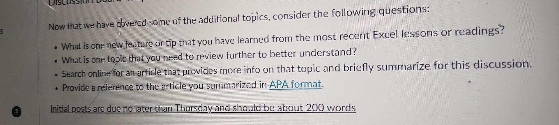 Solved Now that we have covered some of the additional | Chegg.com