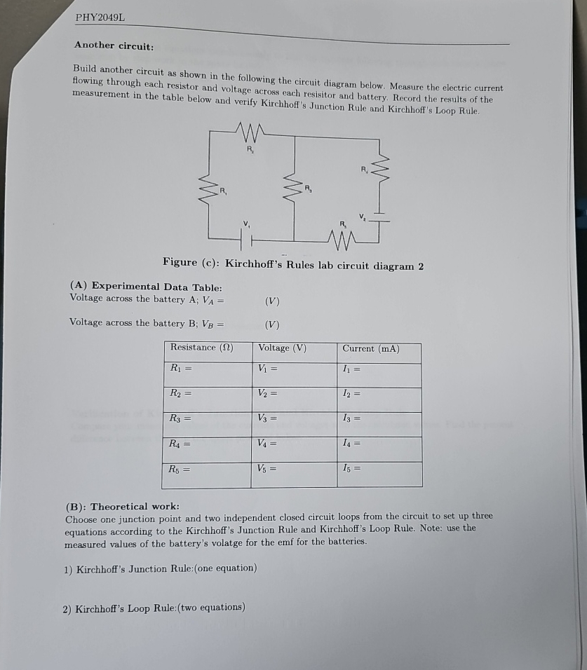 PHY2049LAnother circuit:Build another circuit as | Chegg.com