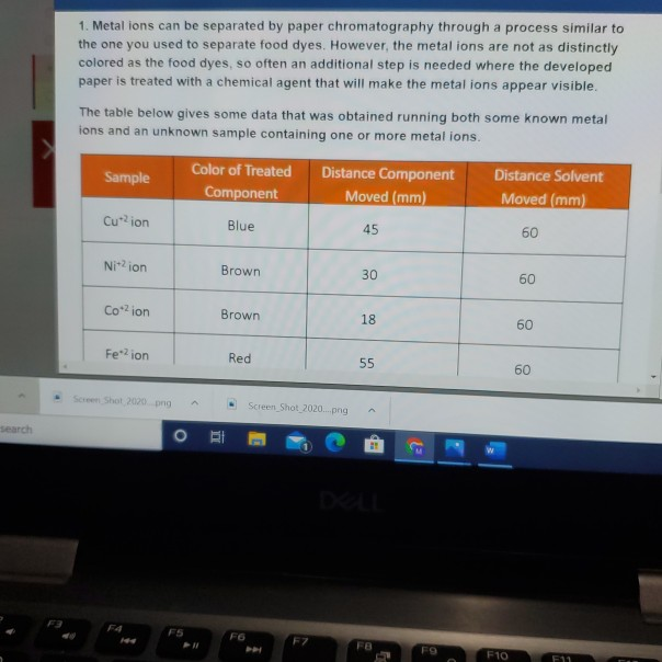 Solved 1. Metal ions can be separated by paper | Chegg.com