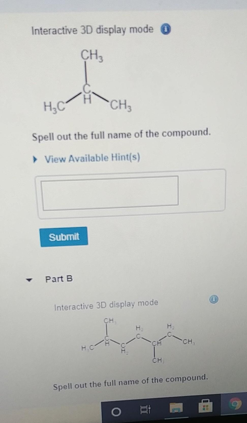 Solved Interactive 3D display mode 0 CH3 we H2C CH, Spell | Chegg.com