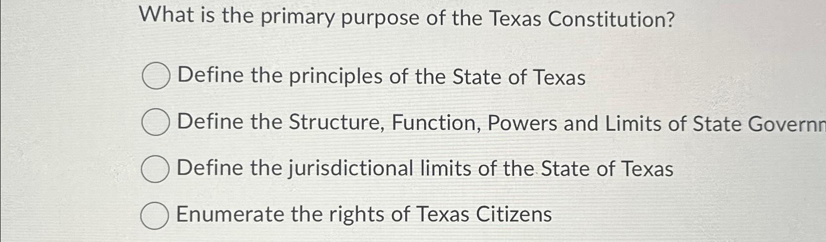Solved What is the primary purpose of the Texas | Chegg.com