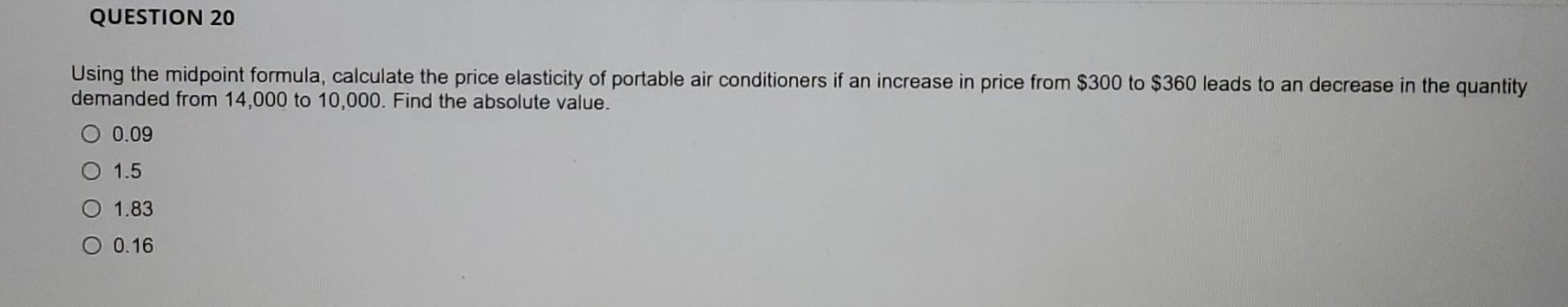 Solved Using the midpoint formula, calculate the price | Chegg.com