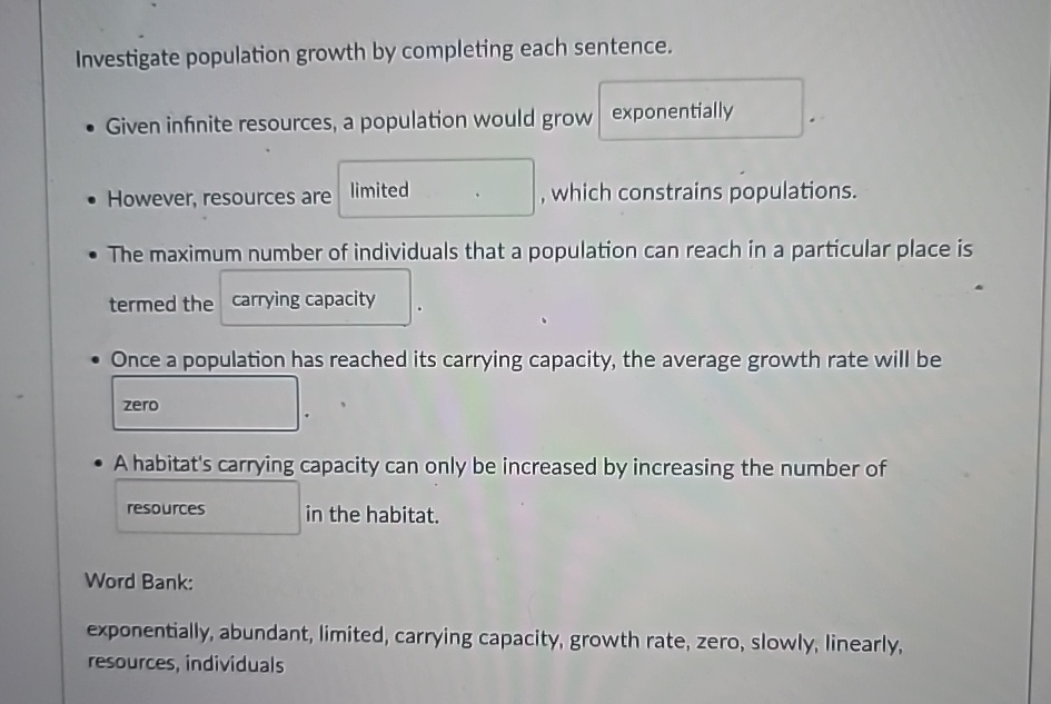 Solved Investigate population growth by completing each | Chegg.com