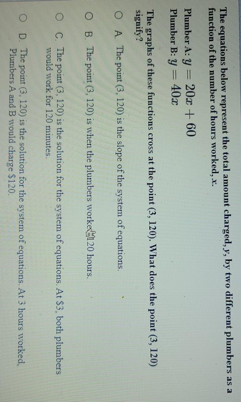 Solved The equations below represent the total amount | Chegg.com